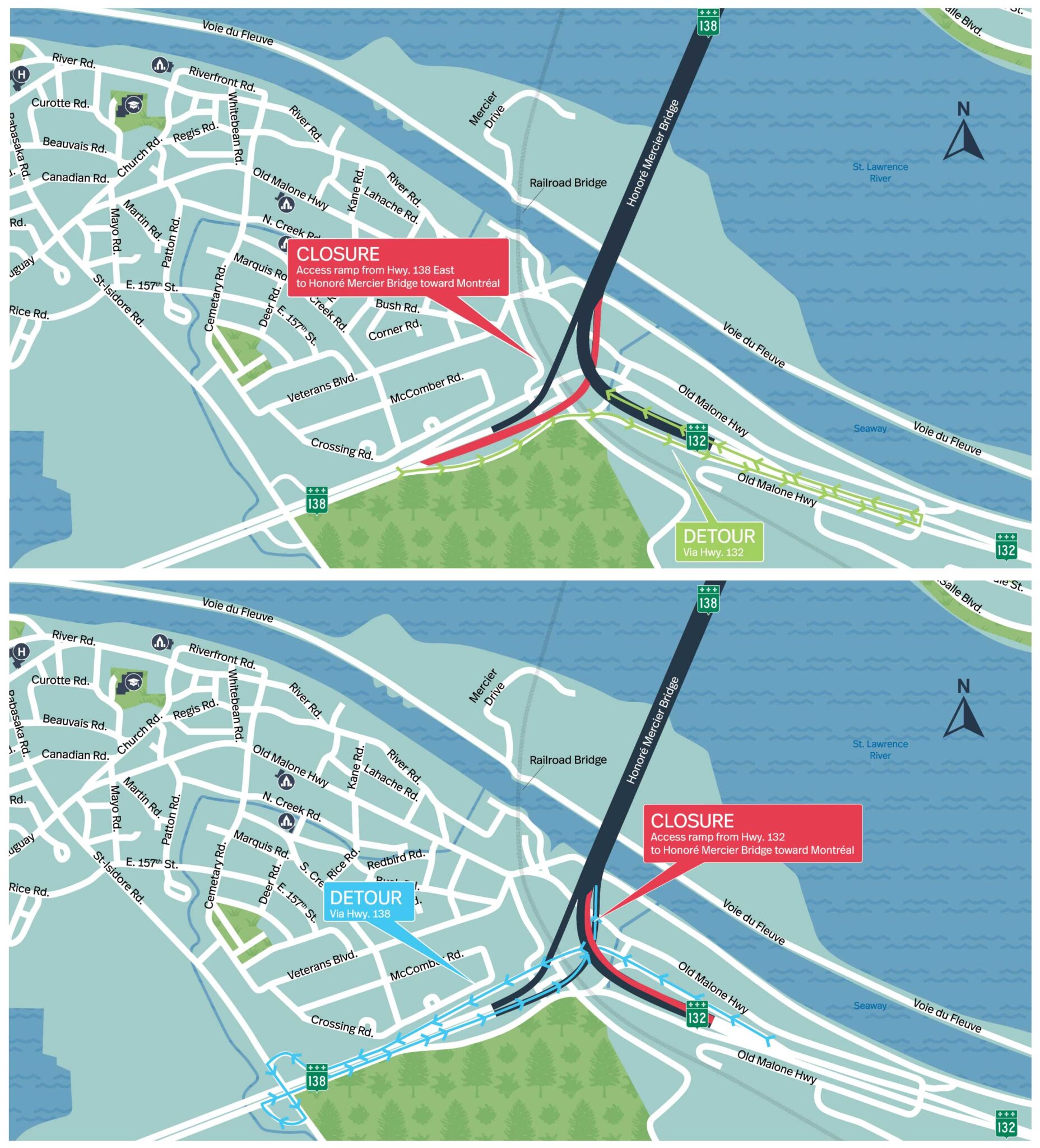Overnight ramp closures tonight & Thursday - Kahnawà:ke
